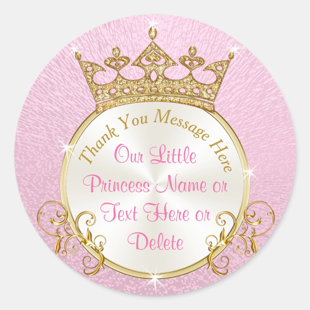 Pink and Gold Personalized Princess Stickers | Zazzle