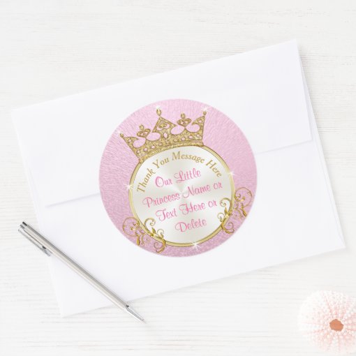 Pink and Gold Personalized Princess Stickers | Zazzle