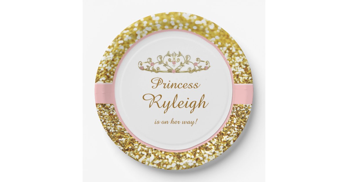 Pink and gold princess plates | Zazzle