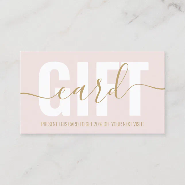 Pink and gold script loyalty gift card hair salon | Zazzle