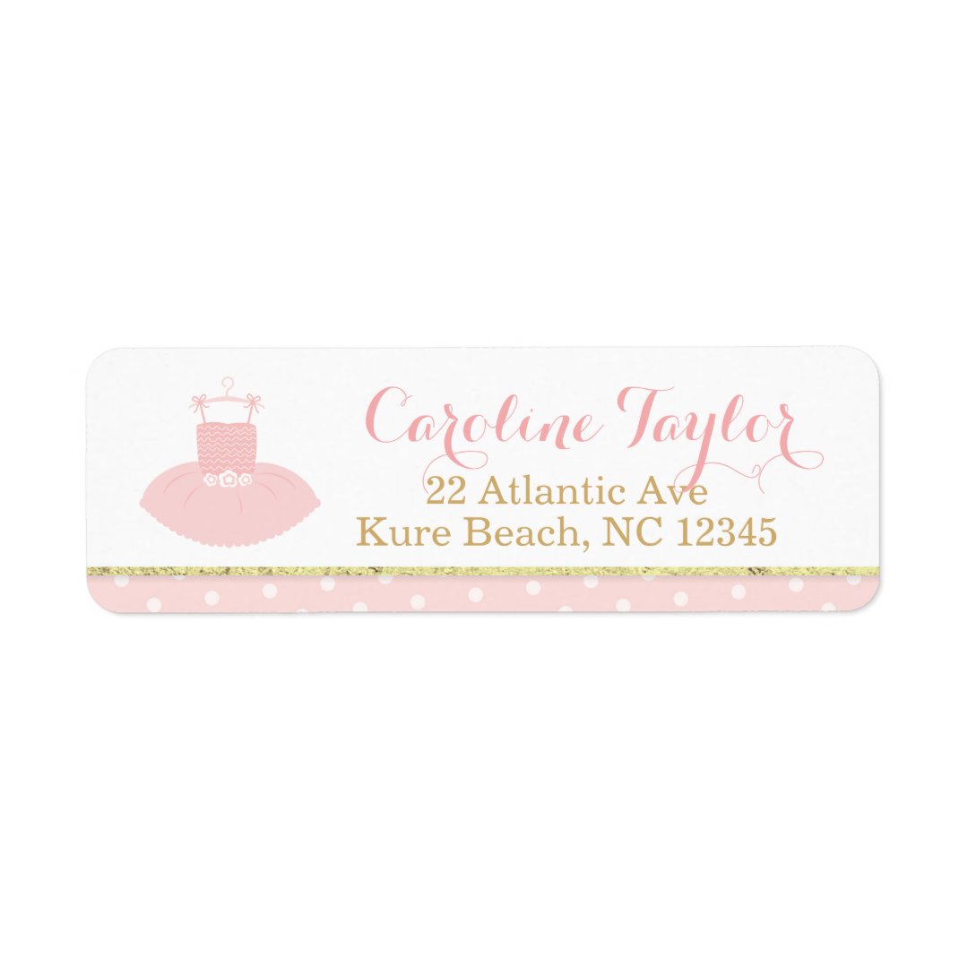 Pink and Gold Tutu Baby Shower Address Label | Zazzle