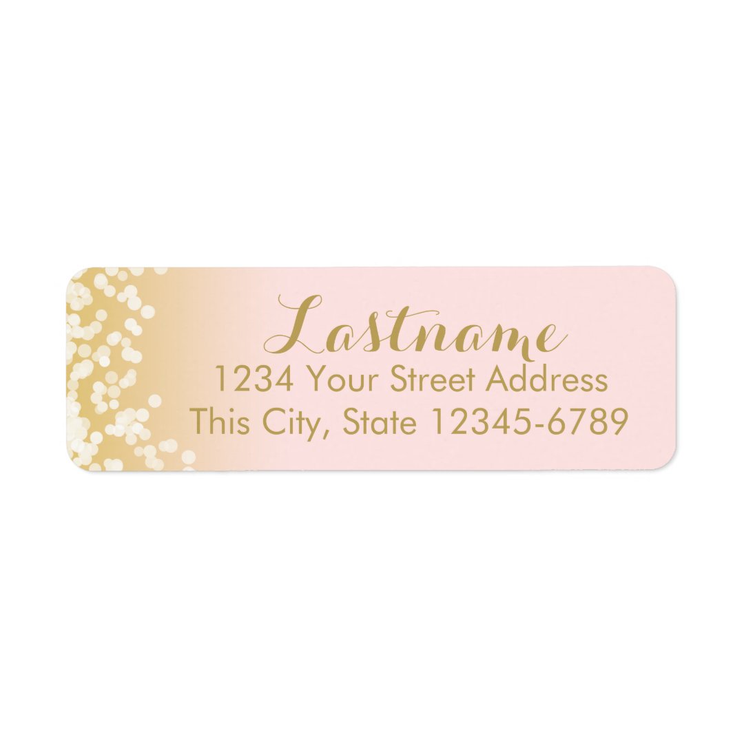 Pink and Gold Twinkle Lights Label | Zazzle
