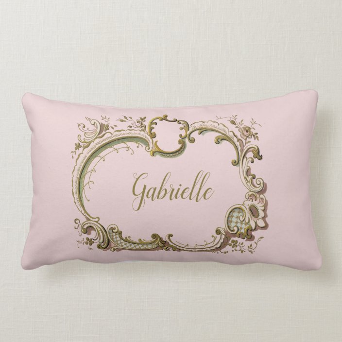 Pink and Gold Vintage Baroque Rococo Name Pillow | Zazzle.com