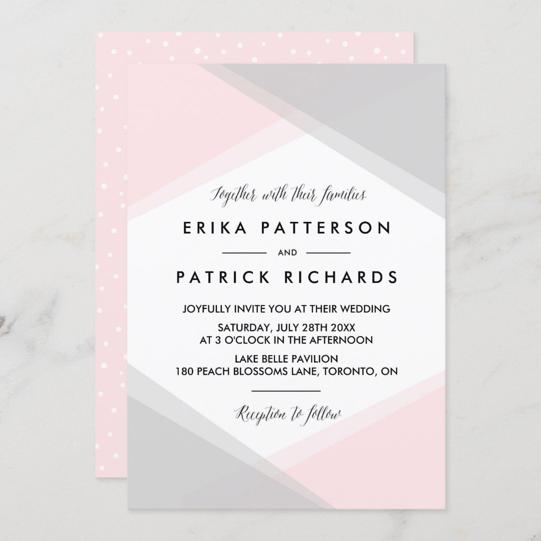 Pink and Gray Abstract Gradient Modern Wedding Invitation | Zazzle