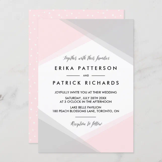 Pink and Gray Abstract Gradient Modern Wedding Invitation | Zazzle