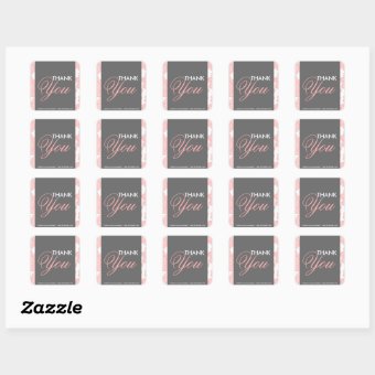 Pink and Gray Batik Flowers Thank You Sticker | Zazzle