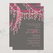 Pink and Gray Beaded Wedding Invitation | Zazzle