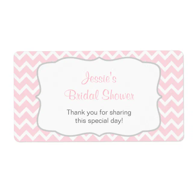 Pink and Gray Chevron Water Bottle Label | Zazzle