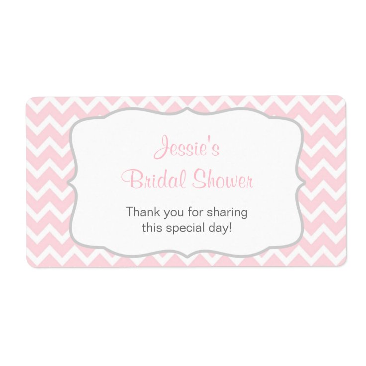 Pink and Gray Chevron Water Bottle Label | Zazzle