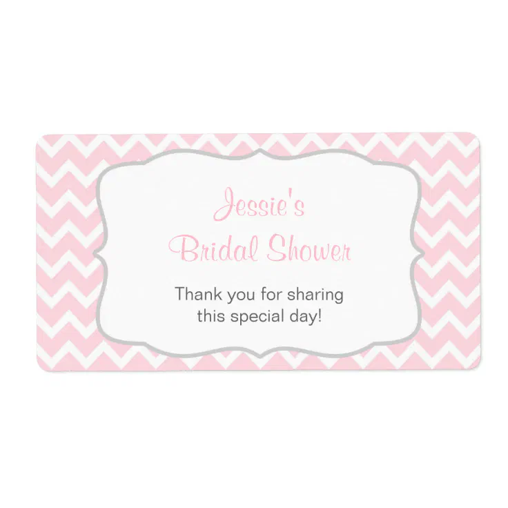 Pink and Gray Chevron Water Bottle Label | Zazzle