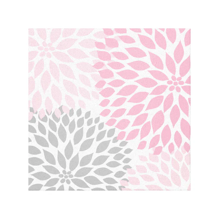 Pink and Gray Dahlia Square Wall Art | Zazzle