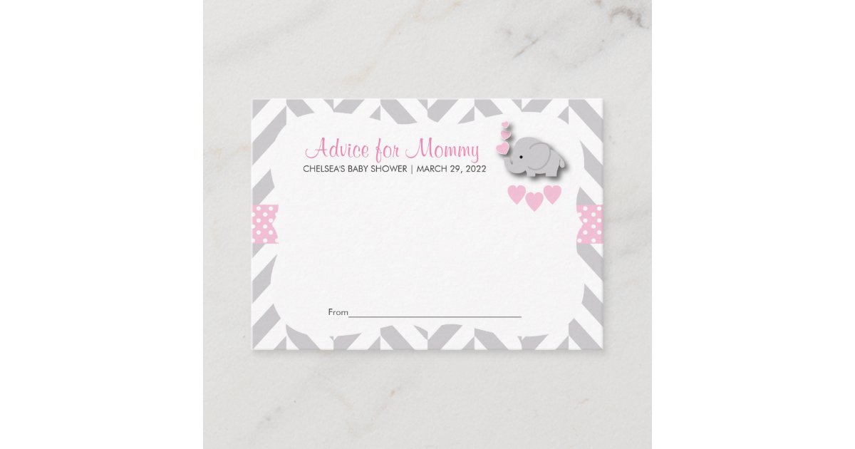 Pink and Gray Elephant Baby Shower SM - Advice | Zazzle.com
