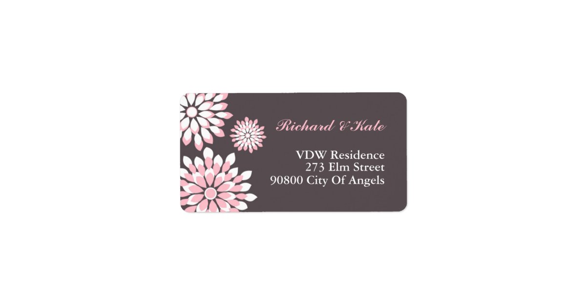 Pink and Gray Floral Pattern Address Label | Zazzle