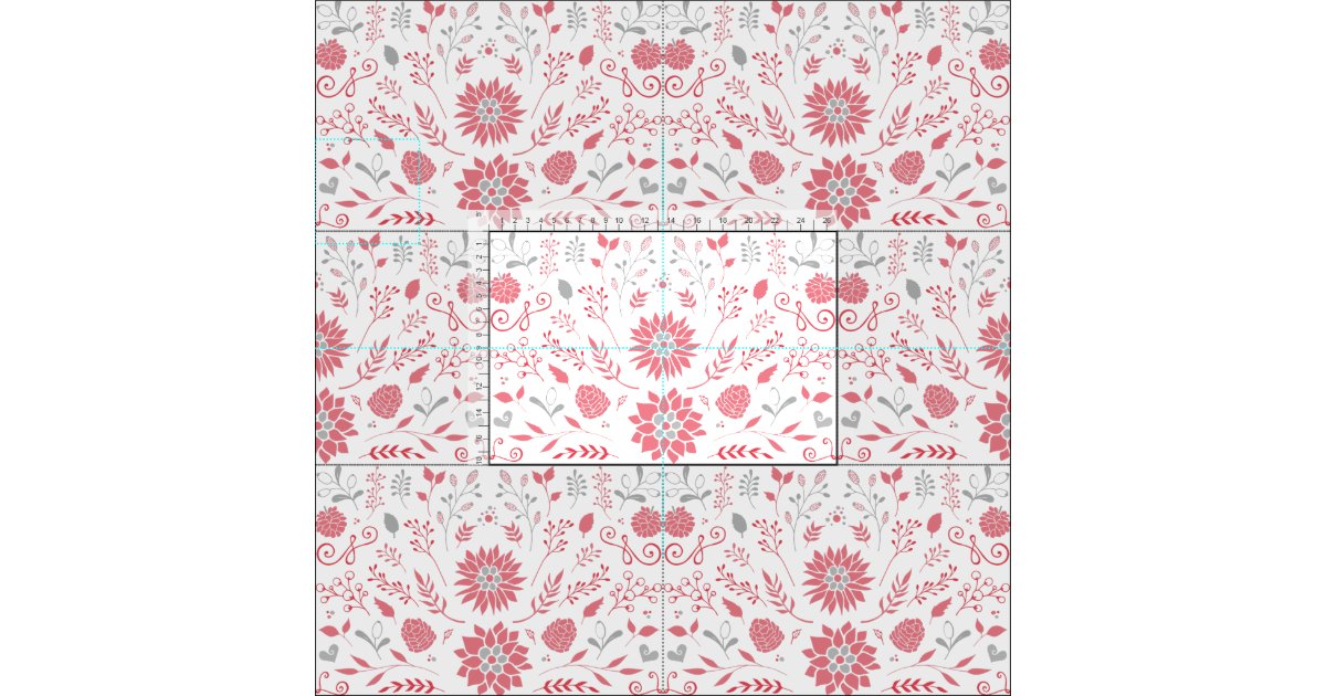 Pink and Gray Rustic Floral Pattern Fabric | Zazzle