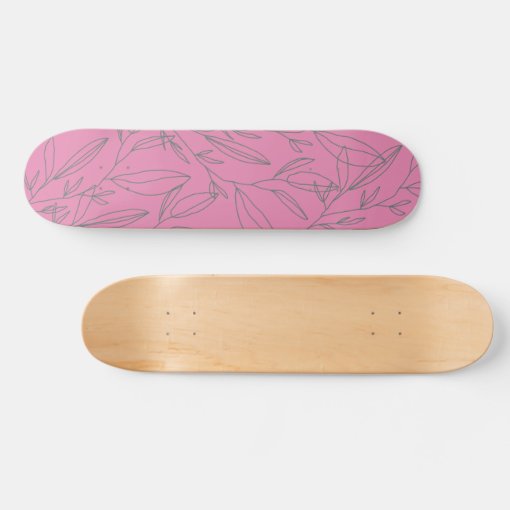 Pink and Green Botanical Skateboard | Zazzle