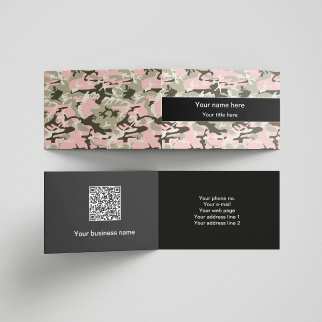 Pink and Green Camouflage, Military, Army Business Card | Zazzle