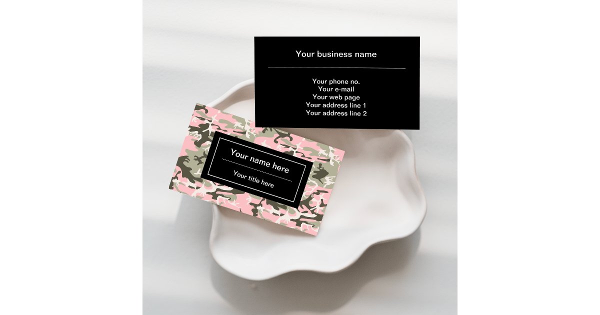 Pink and Green Camouflage, Military, Army Business Card | Zazzle