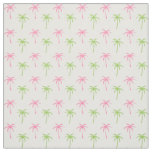 Preppy Pink and Green Palm Tree fabric | Zazzle
