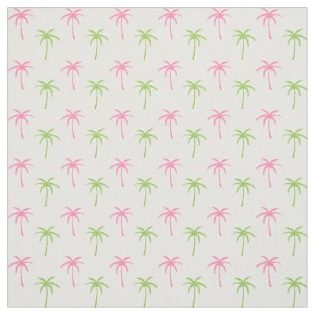 Preppy Pink and Green Palm Tree fabric | Zazzle