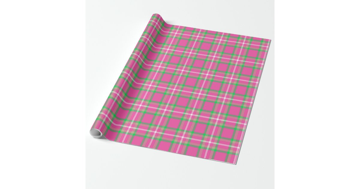 Pink and Green Plaid Wrapping Paper | Zazzle