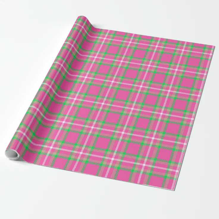 Pink and Green Plaid Wrapping Paper | Zazzle