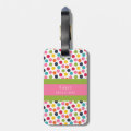 Pink and Green Polka Dot Monogram Luggage Tag | Zazzle