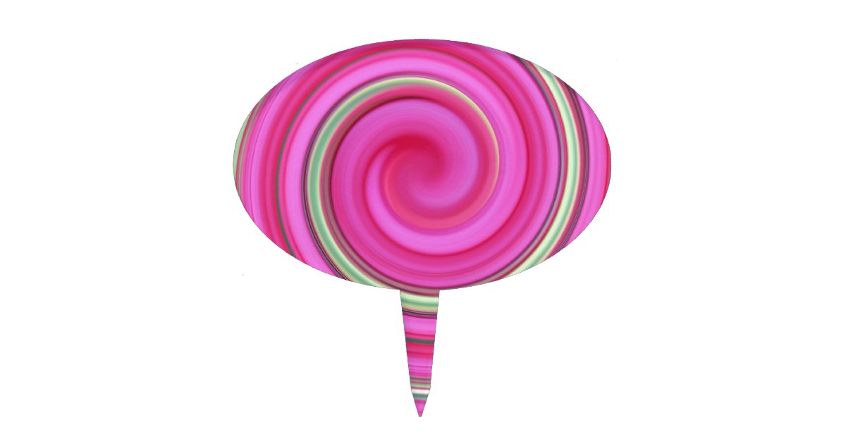 Pink and green spiral cake topper | Zazzle