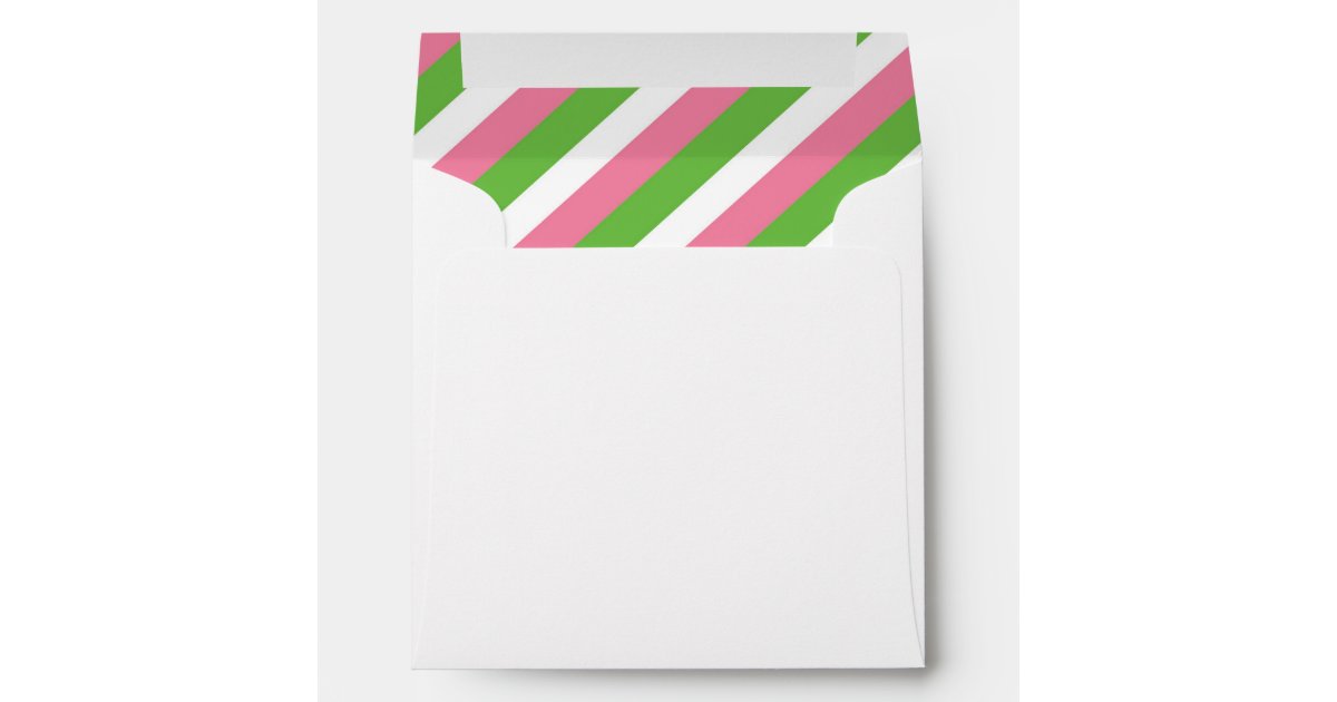 Pink and Green Stripes Envelope Liner - Preppy | Zazzle