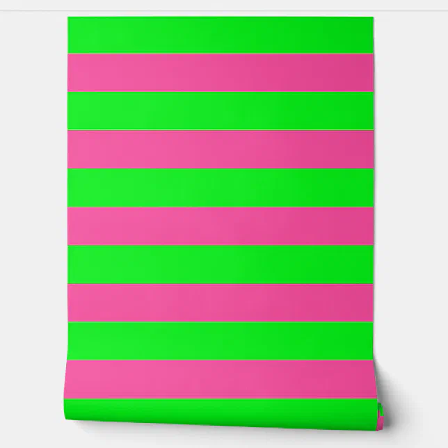 Pink and Green Stripes Wall Decor Wallpaper | Zazzle
