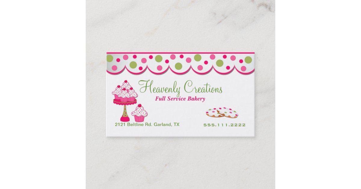 Pink and Green Sweets Bakery Business Card | Zazzle