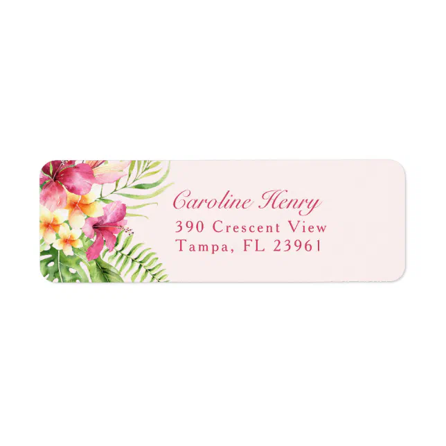 Pink and Green Tropical Return Address Label | Zazzle