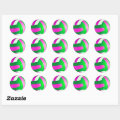 Pink and Green Volleyball classic round sticker | Zazzle