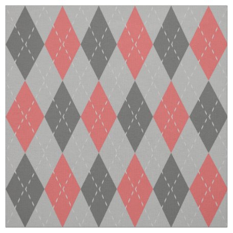 Pink Gray Argyle Pattern Fabric | Zazzle.com