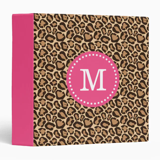 Pink and Leopard Print Custom Monogram Binder | Zazzle