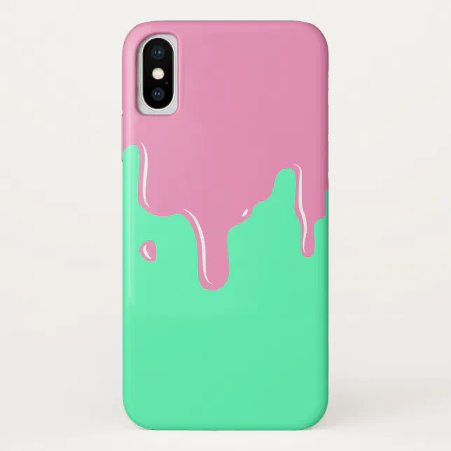 Pink and Mint Slime Dripping iPhone X Case | Zazzle