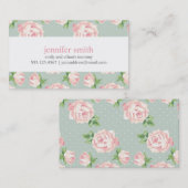 Pink and Mint Vintage Roses Pattern Calling Card | Zazzle