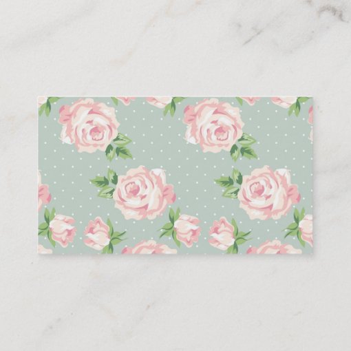 Pink and Mint Vintage Roses Pattern Calling Card | Zazzle
