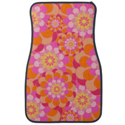Pink and Orange Floral Car Mat Set | Zazzle