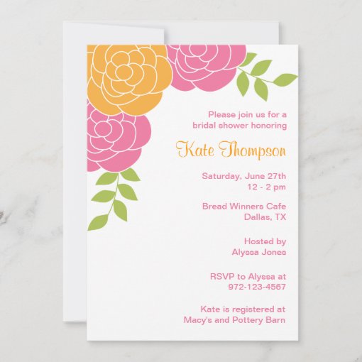Pink and Orange Floral Invitations | Zazzle