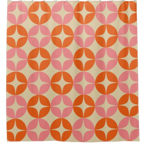 Pink And Orange Mid Century Mod Geometric Pattern Shower Curtain Zazzle