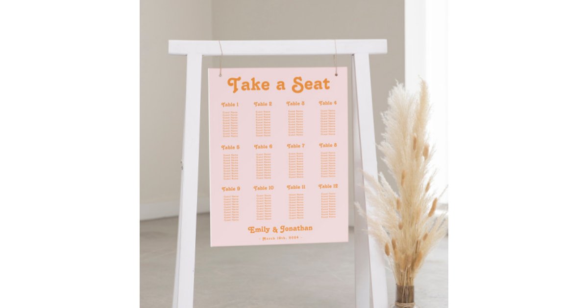 Pink and Orange Tropical Wedding Seating Chart Foam Board | Zazzle