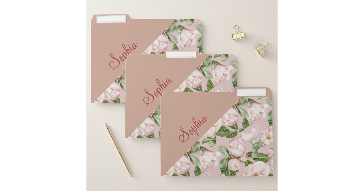 PINK AND PEACHY GARDEN FILE FOLDER | Zazzle