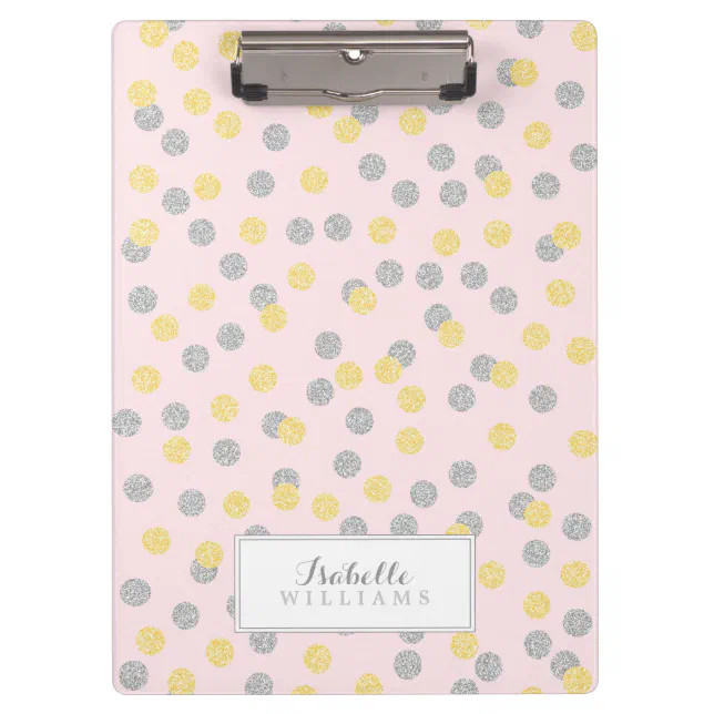 Pink and Printed Glitter Confetti Pattern Clipboard | Zazzle