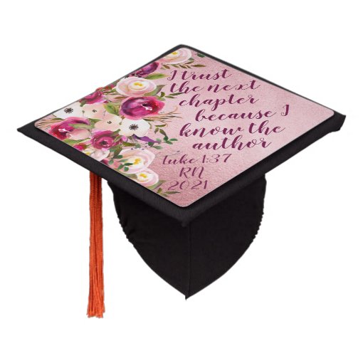 Pink and Purple Floral Pink Foil Inspirational Graduation Cap Topper ...