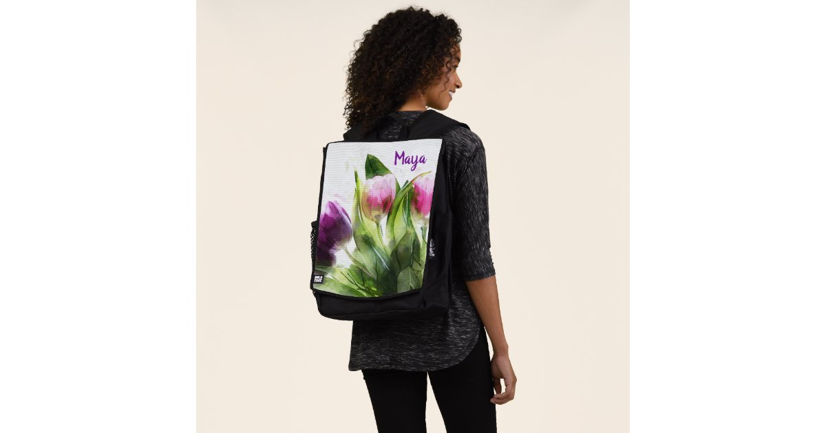Pink And Purple Flowers Backpack | Zazzle