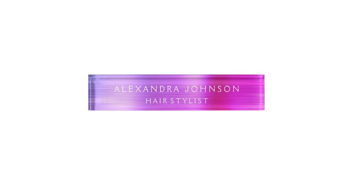 Pink and Purple Foil Modern Desk Name Plate | Zazzle
