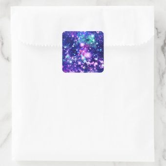 Pink and Purple Galaxy Stars Square Sticker | Zazzle