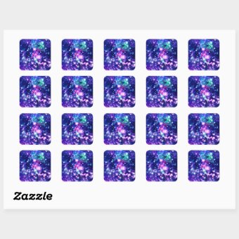 Pink and Purple Galaxy Stars Square Sticker | Zazzle