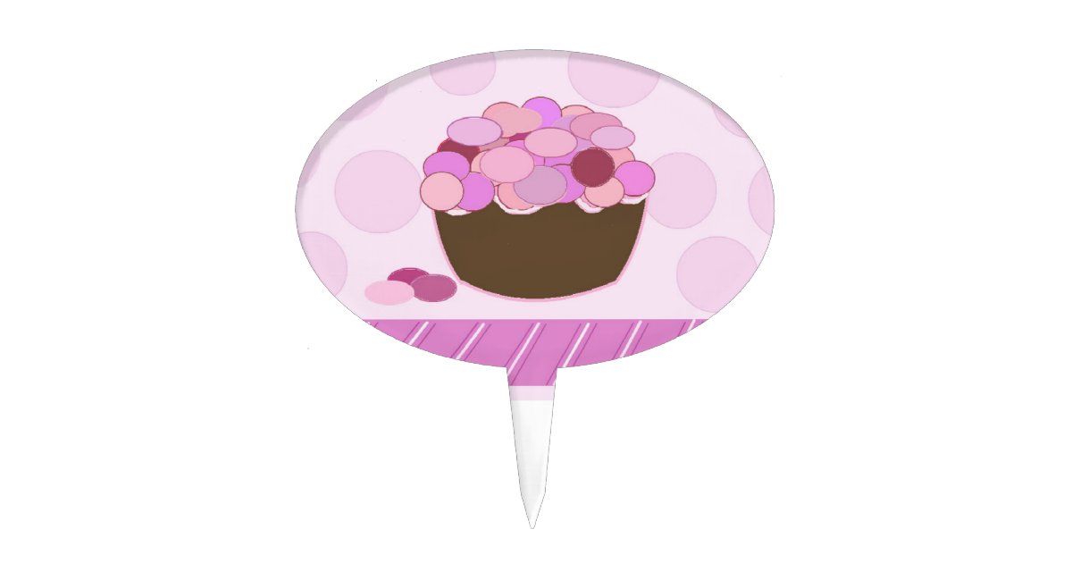Pink and Purple Smartie Cupcake Cake Topper | Zazzle