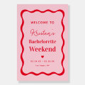 Pink and Red Retro Bachelorette Party Welcome Sign | Zazzle
